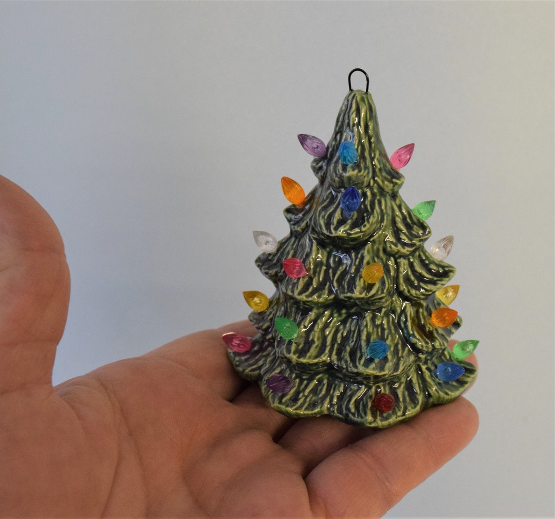 Miniature Ceramic Christmas Tree Ornament - Colorful Glaze Stocking ...