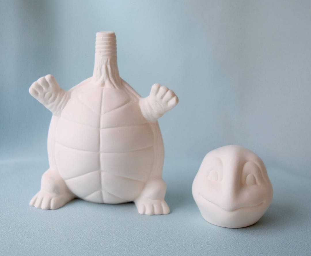 DIY Ceramic Bobble Head Turtle Painting Kit: Unpainted Bisque Figurine ...