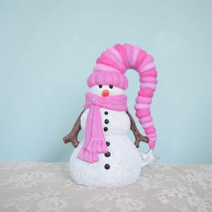 Ceramic Snowman With Cute Stocking Hat - Blue Snowman - Snowman With ...