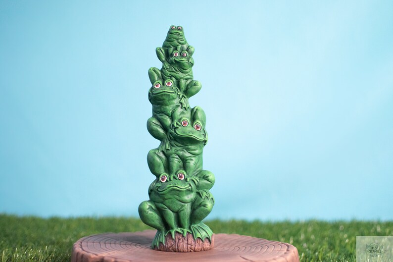 Frog Statue Stack Frog Family Statue Garden Frog Art - Etsy