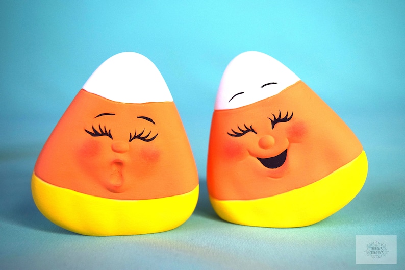 Candy Corn Cuties Ceramic Fall Set Halloween Decor | Etsy