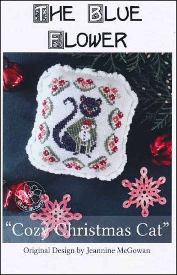 The Blue Flower Cozy Christmas Cat Chart 2021 15% off D6 - Etsy