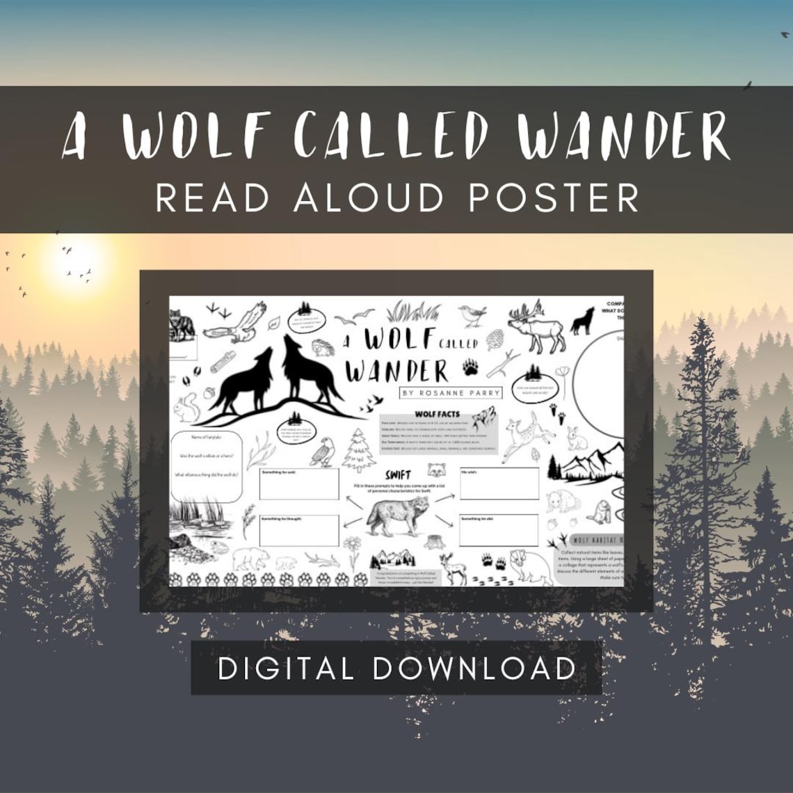 Read Aloud Poster A WOLF CALLED WANDER Book Activity Rosanne Parry ...
