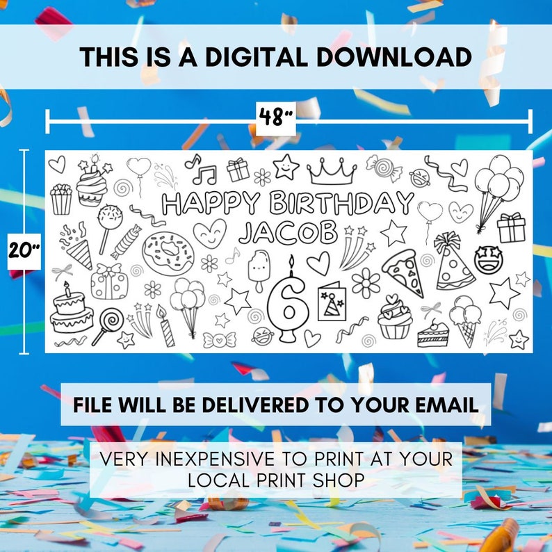 GENERAL Happy Birthday Colouring Poster Coloring Mat Activity Banner ...