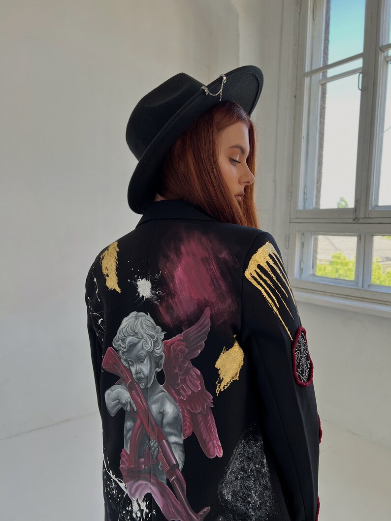 Custom Hand Painted Jacket, Women's Blazer, Hand Painted Custom Clothes ...