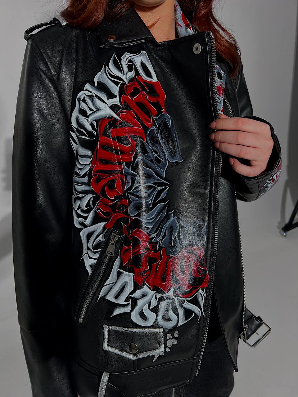 Personalized Leather Biker Jacket, Hand Painted Leather Jacket, Custom ...