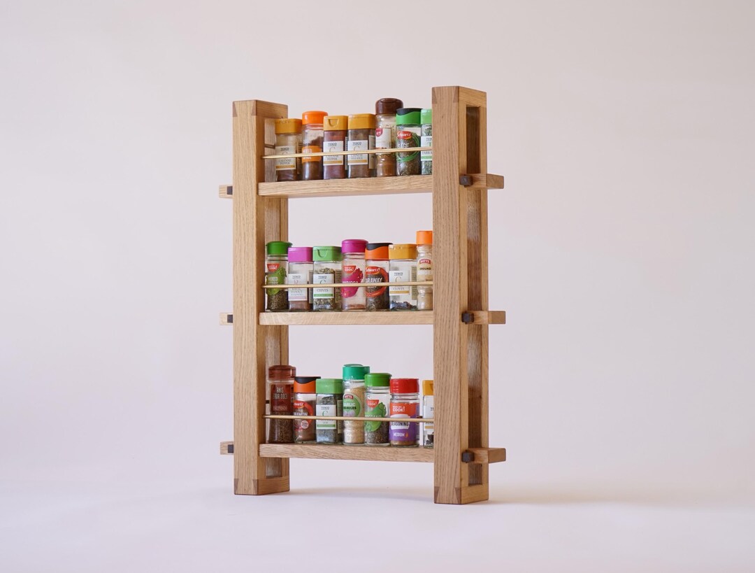 Solid Oak Spice Rack // Hand Made // Kitchen Shelving - Etsy