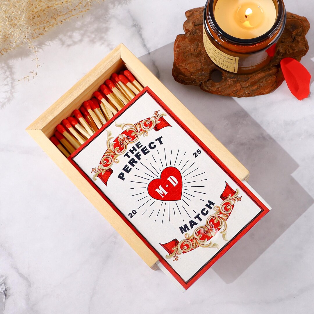 Custom Matchbox Wood, Personalized Couples Matchbox Wood, Anniversary ...