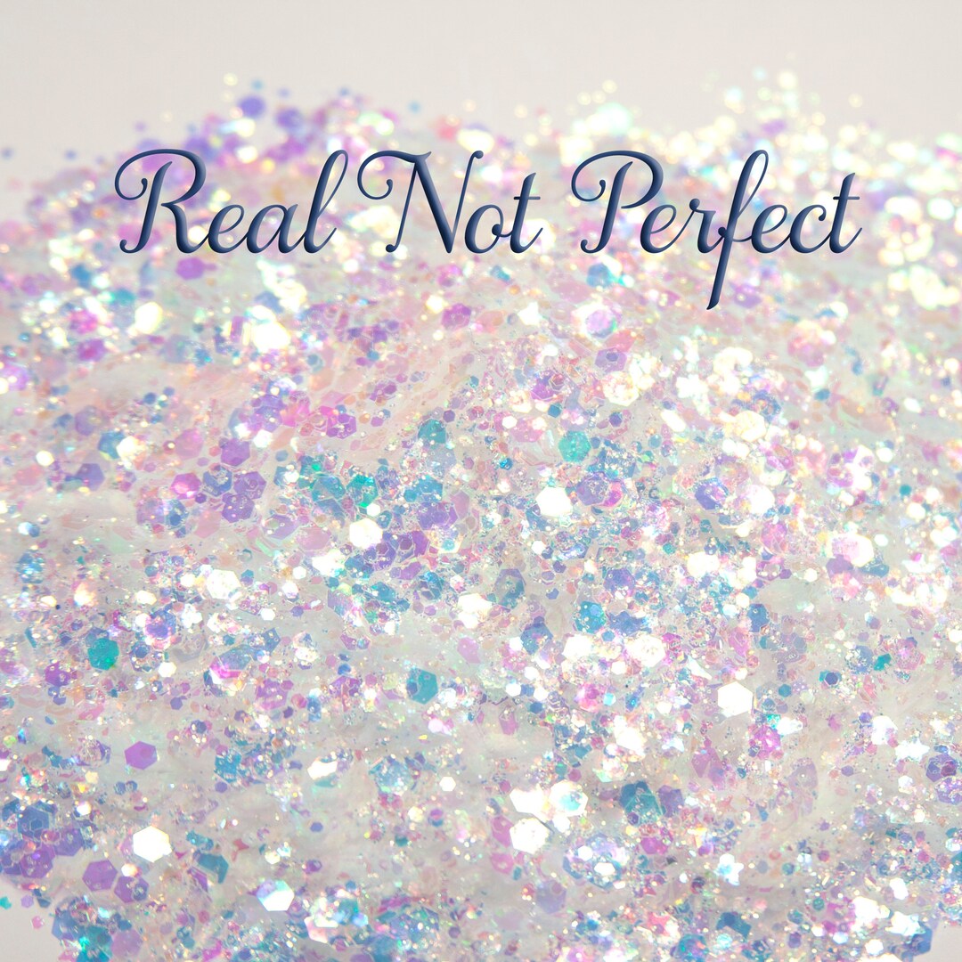 Frost - White With Blue and Pink Polyester, Mylar, Opal Holographic ...