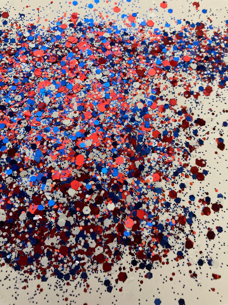 Firecracker Red White and Blue Mix Polyester Glitter Hexagon - Etsy