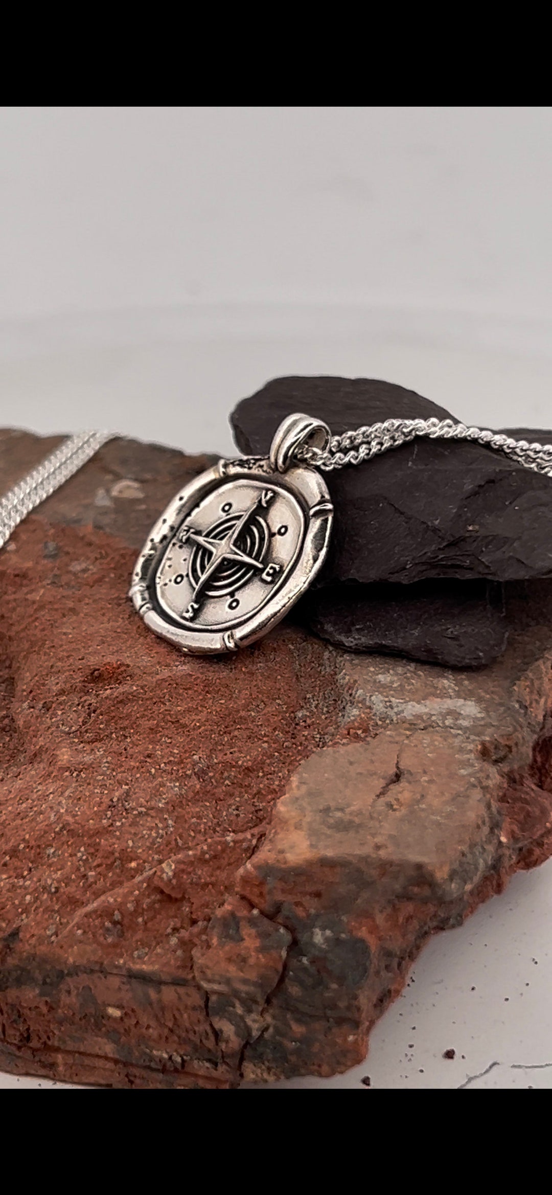 Compass Necklace. Aged Relic Pendant. - Etsy