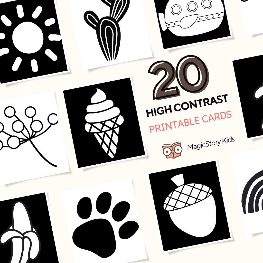 20 Printable Sensory Baby Cards, High Contrast Montessori Flashcards ...