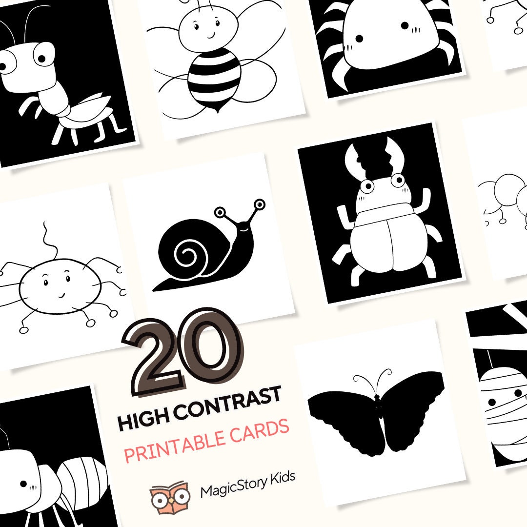 20 Printable Sensory Baby Cards, High Contrast Montessory Flashcards ...