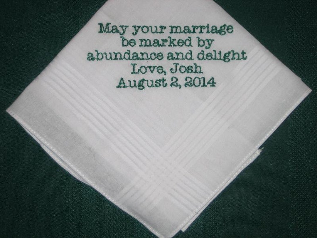 Personalized Wedding Handkerchief to the Bride or Groom 169B With a ...