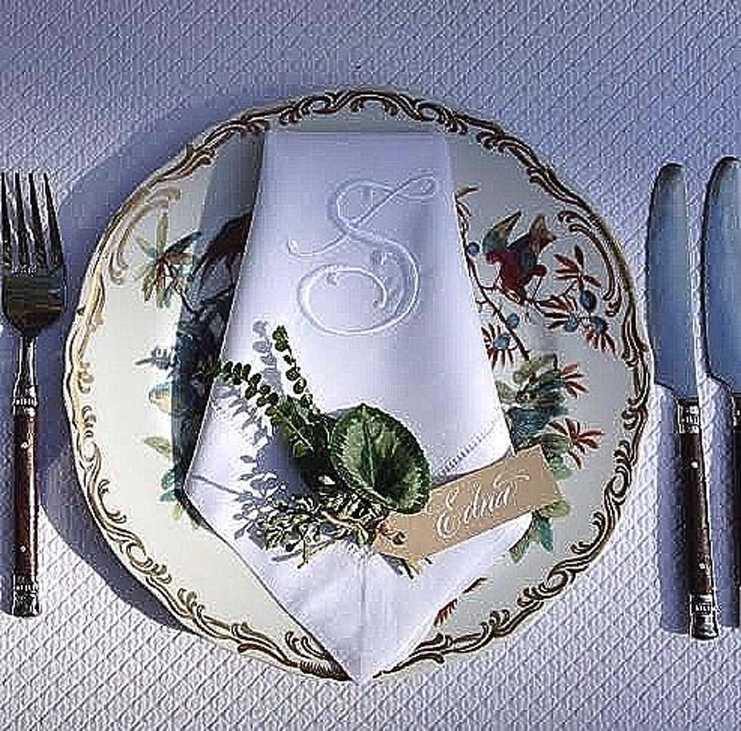12 Embroidered Napkins, Monogrammed Birthday Napkin, Table Decoration ...