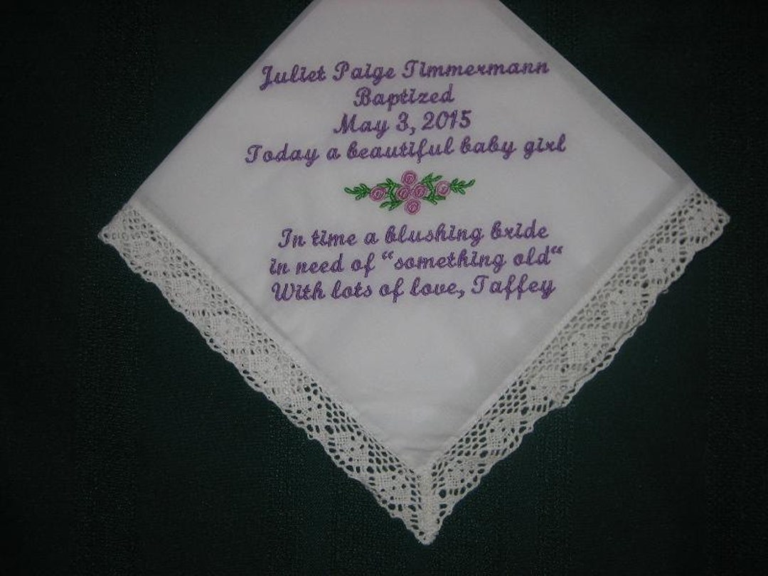 Baptismal Handkerchief for a Baby Girl. Baby Naming Hankie, Something ...