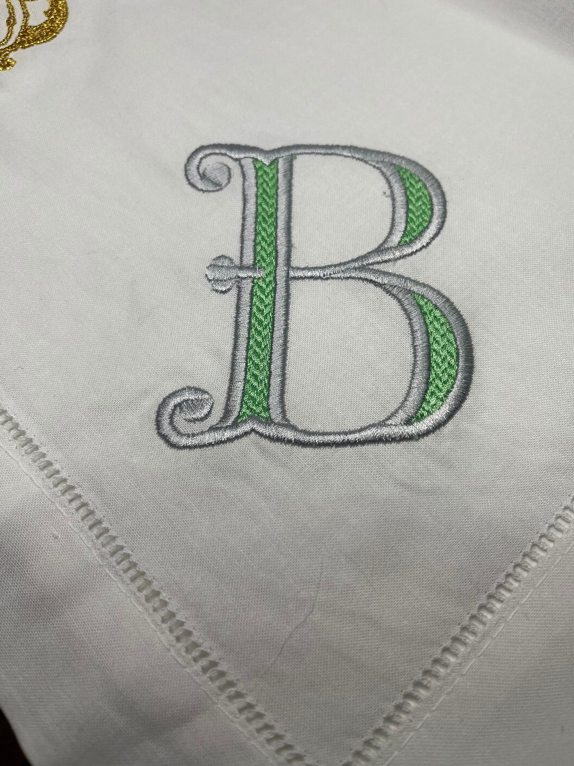 12 Linen Hemstitched Napkins With Victorian Font. Monogrammed Napkins ...