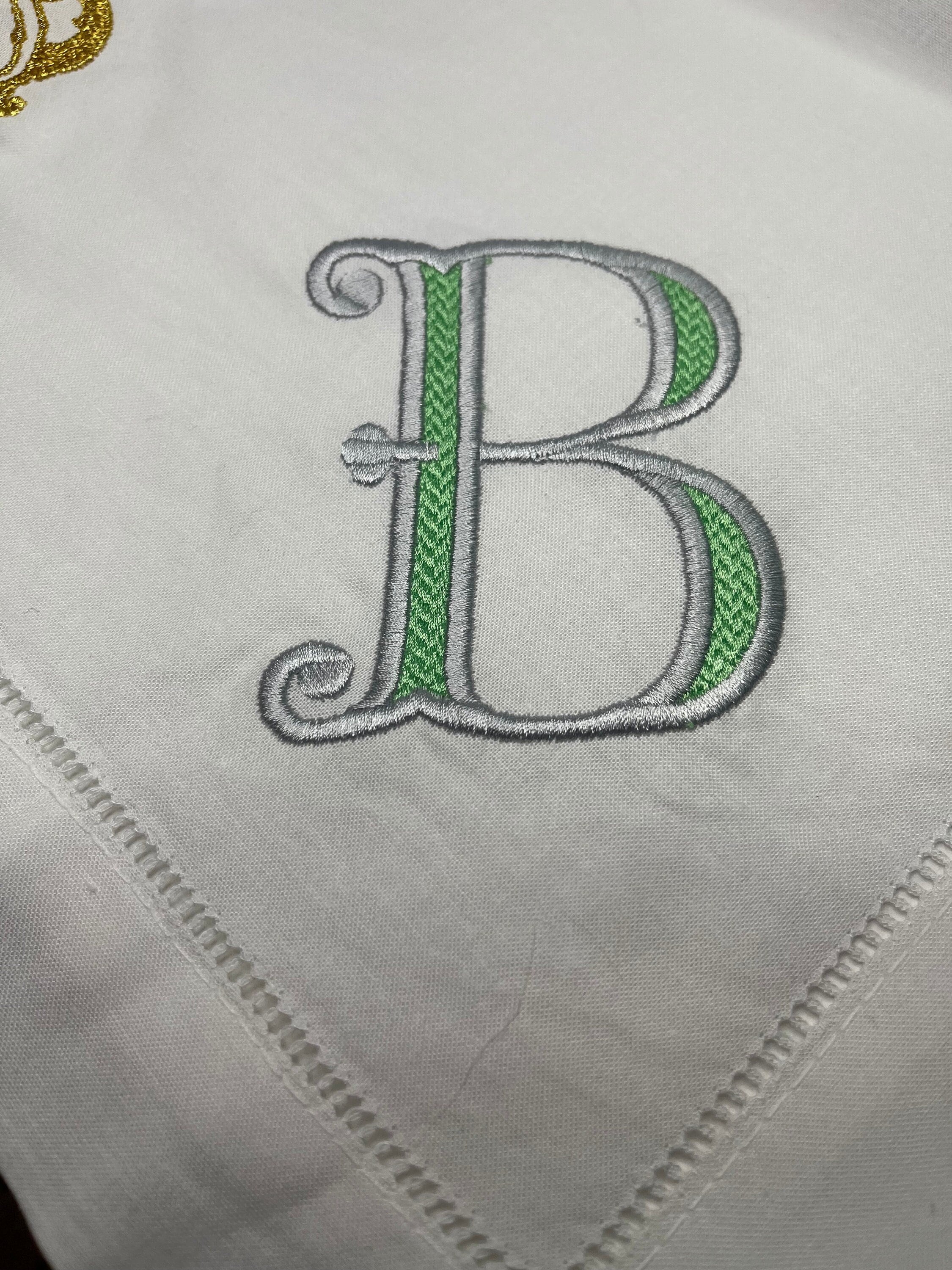 12 Linen Hemstitched Napkins With Victorian Font. Monogrammed Napkins ...