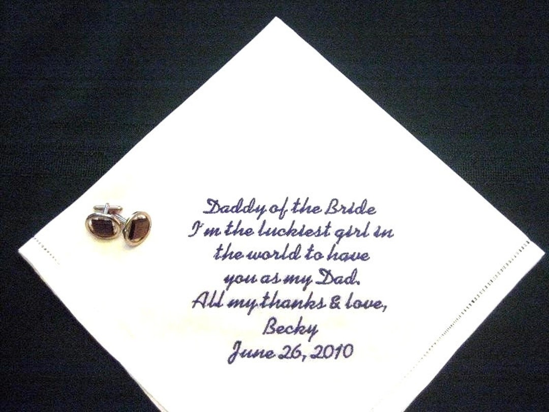 Father of the Bride Gift, Linen Personalized Wedding Handkerchief ...