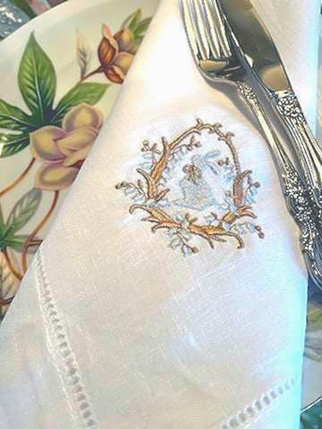 12 Embroidered Monogram Napkins, Customized Table Linen, Wedding Decor ...