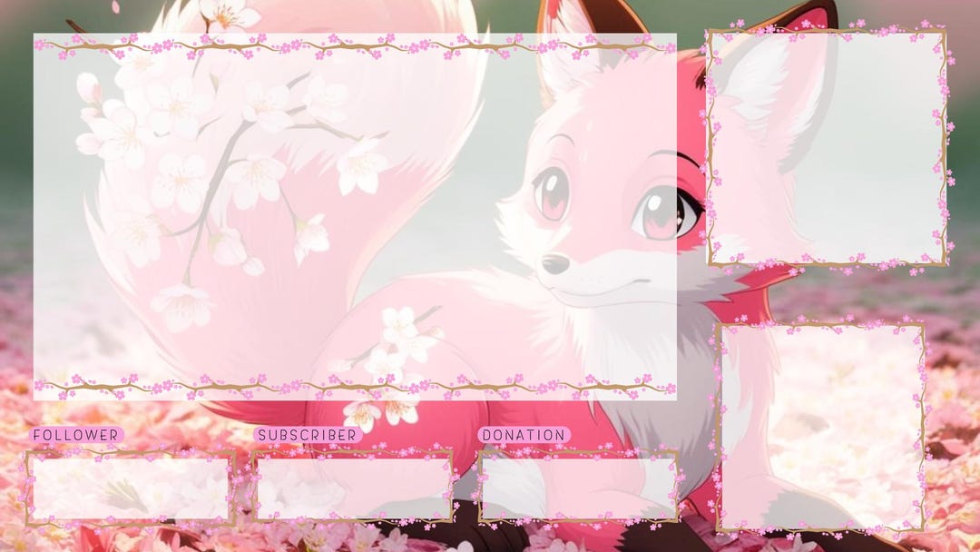 Sakura Border Kitsune Overlay for Twitch - Etsy