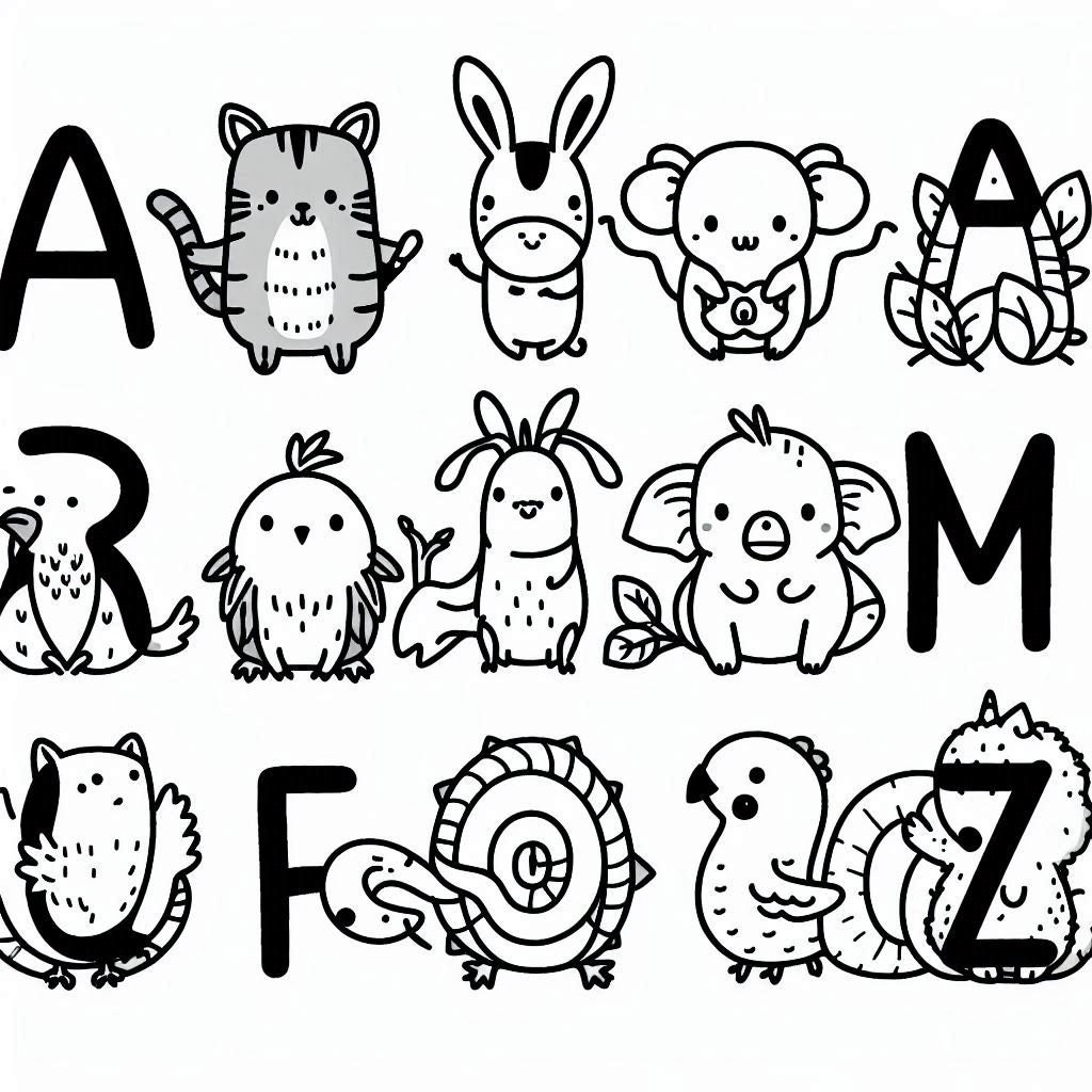 Animal Alphabet Coloring Pages 30 Printable Educational Sheets for Kids ...