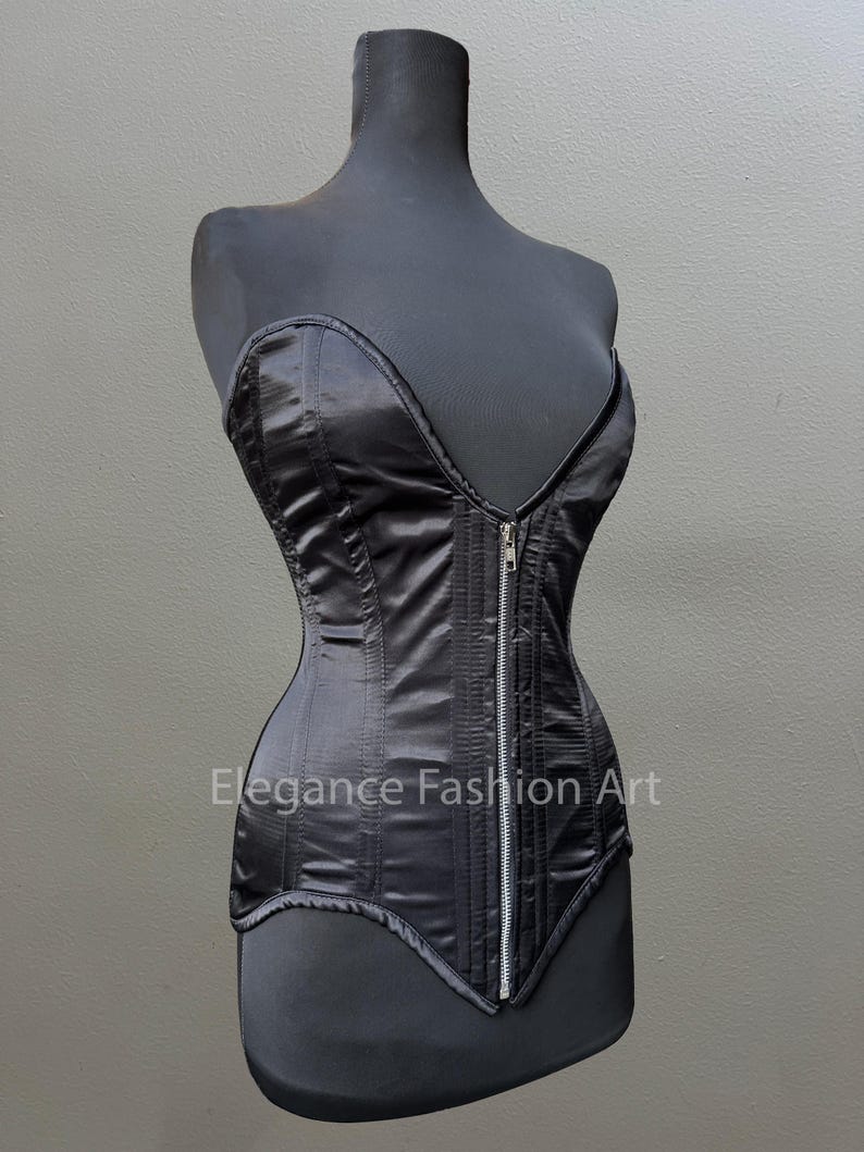Heavy Duty Steel Boned Satin Corset Women's Overbust Waist Trainer ...