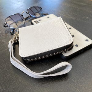 White Pocket Mini Zip Around Wallet/ Bifold Handmade Purse/ Women Full ...