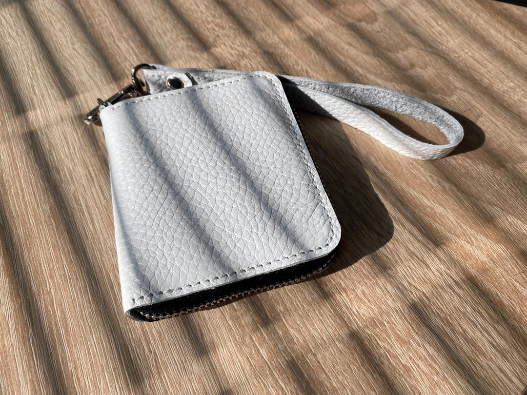 White Pocket Mini Zip Around Wallet/ Bifold Handmade Purse/ Women Full ...