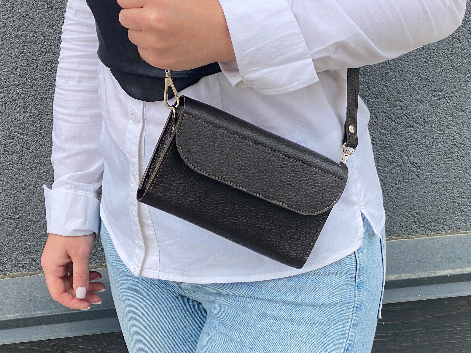 Ladies Leather Crossbody Phone Wallet/ Personalized Shoulder Bag/ Small ...