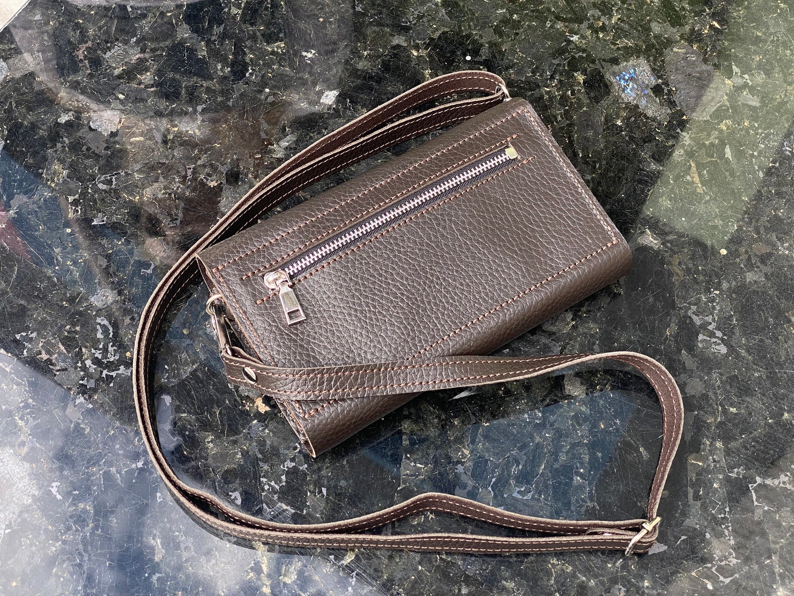 Ladies Leather Crossbody Phone Wallet/ Personalized Shoulder Bag/ Small ...