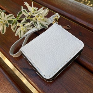 White Pocket Mini Zip Around Wallet/ Bifold Handmade Purse/ Women Full ...