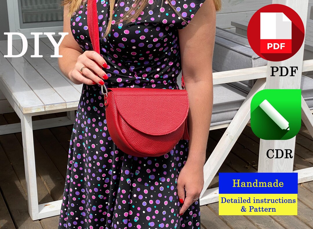 Leather Half Moon Bag Pattern: DIY Crossbody Bag (PDF or CDR) - Etsy