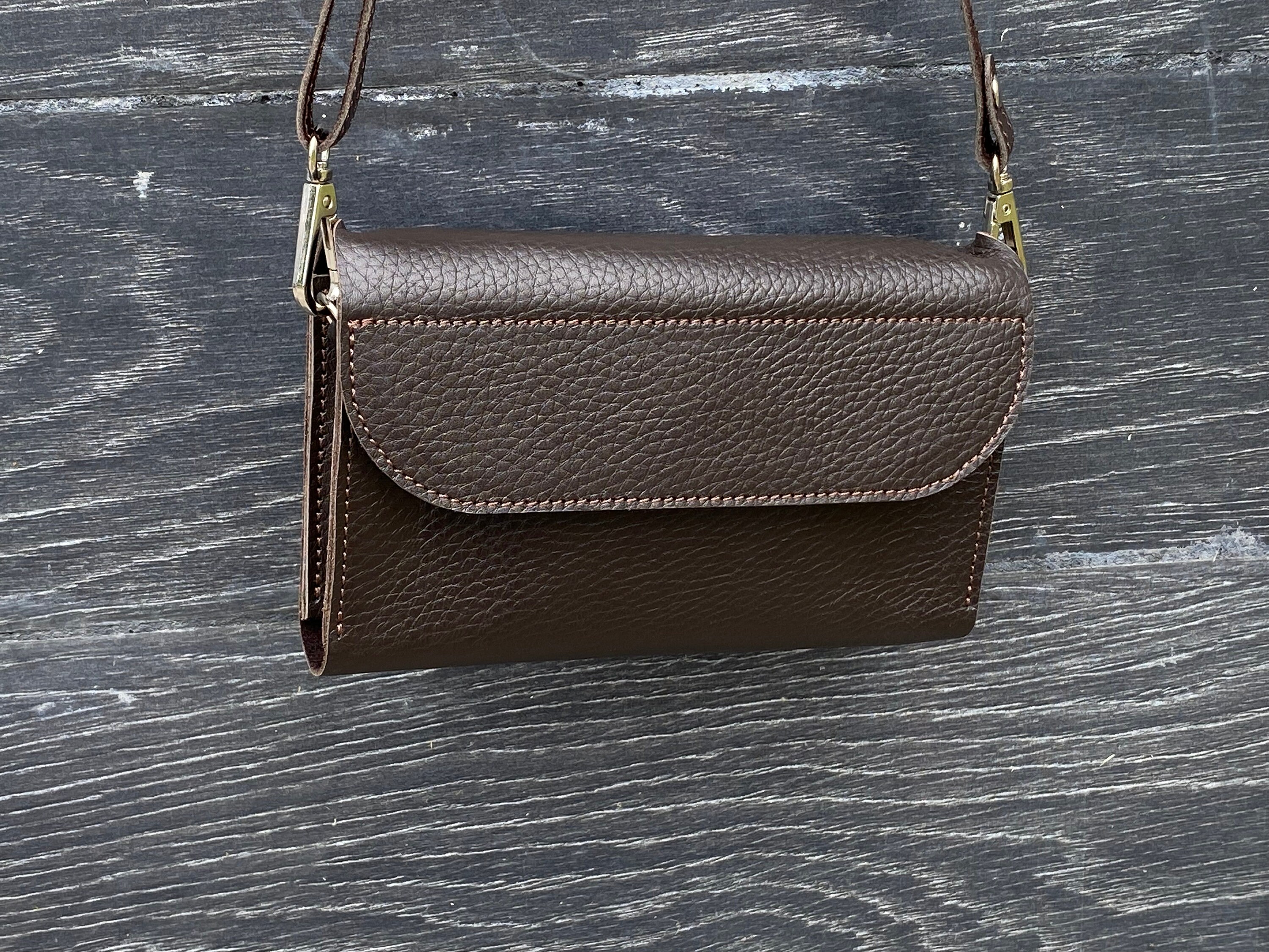 Ladies Leather Crossbody Phone Wallet/ Personalized Shoulder Bag/ Small ...