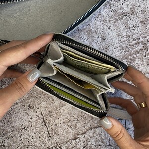 White Pocket Mini Zip Around Wallet/ Bifold Handmade Purse/ Women Full ...