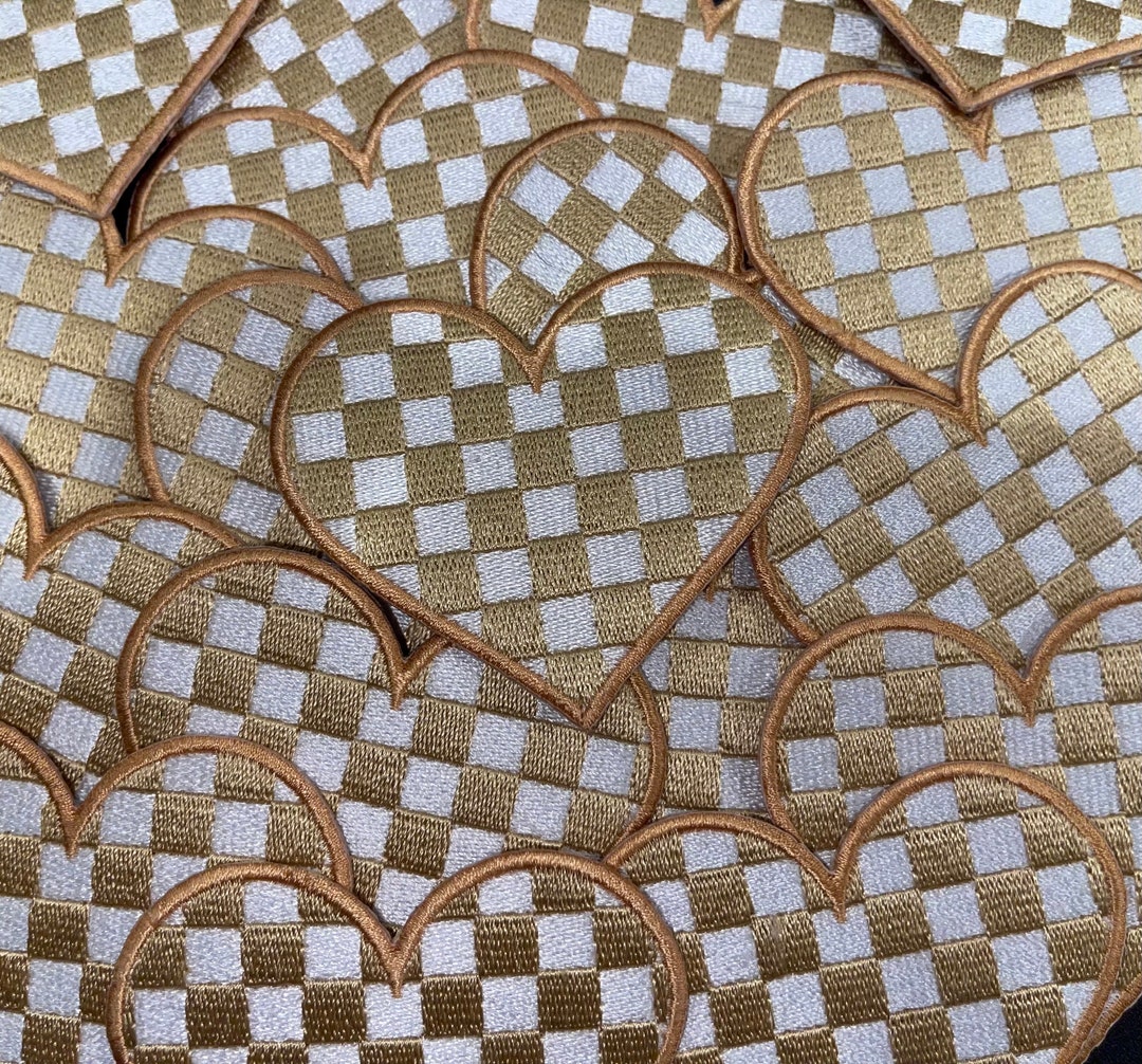 Checkered Heart Patch - Tan - Etsy