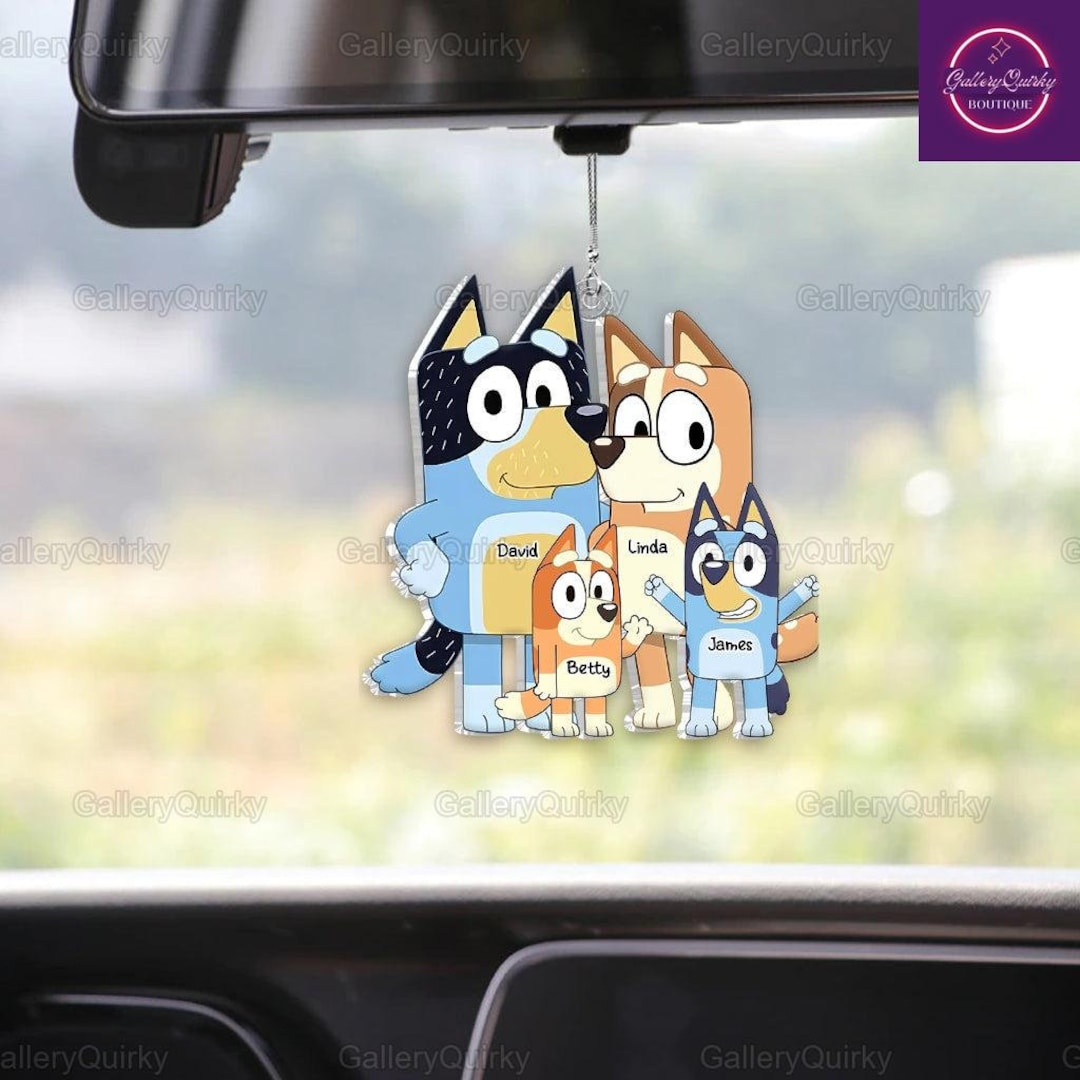 Bluey Family Ornament, Bluey Dog Car Ornament, Bluey Family Car ...