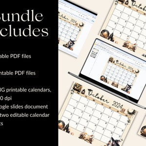 EDITABLE October 2024 Calendar Printable Wall Halloween Decor for ...