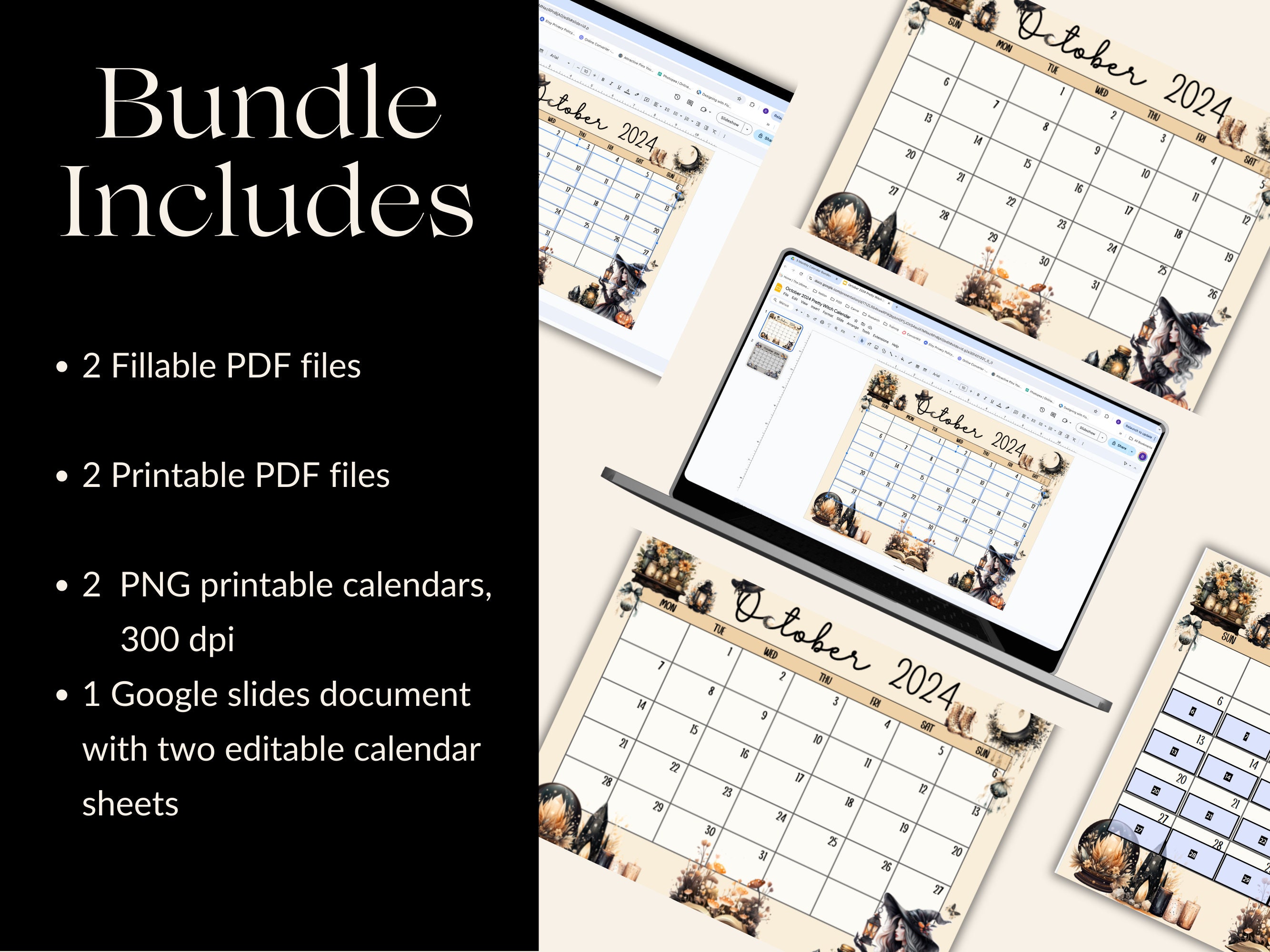 EDITABLE October 2024 Calendar Printable Wall Halloween Decor for ...