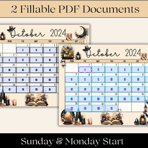 EDITABLE October 2024 Calendar Printable Wall Halloween Decor for ...