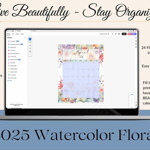2025 Watercolor Floral Monthly Calendar Bundle | Sunday & Monday Starts ...