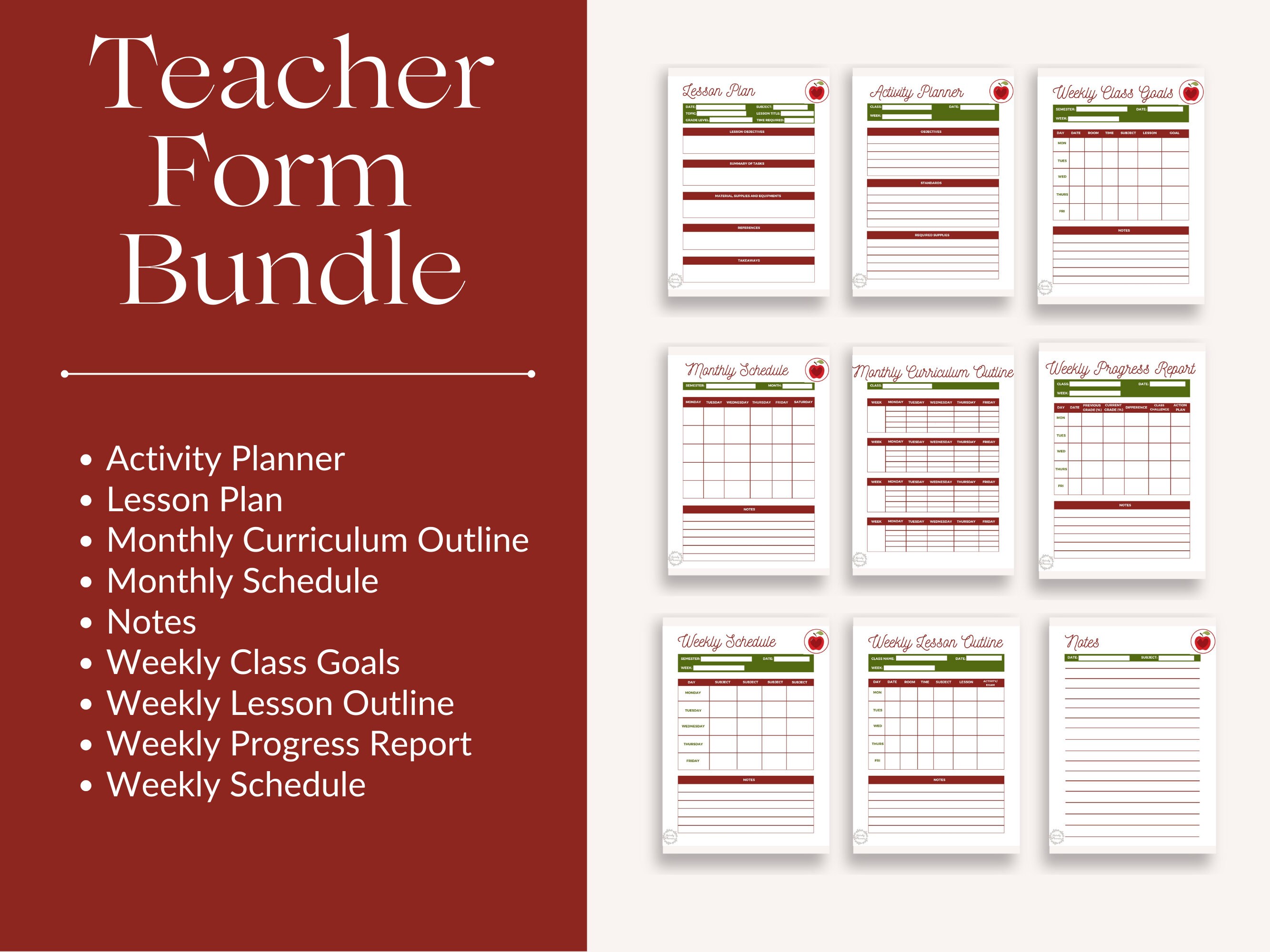Teacher Form Bundle for Classroom Organization W/ Daily Weekly Monthly ...