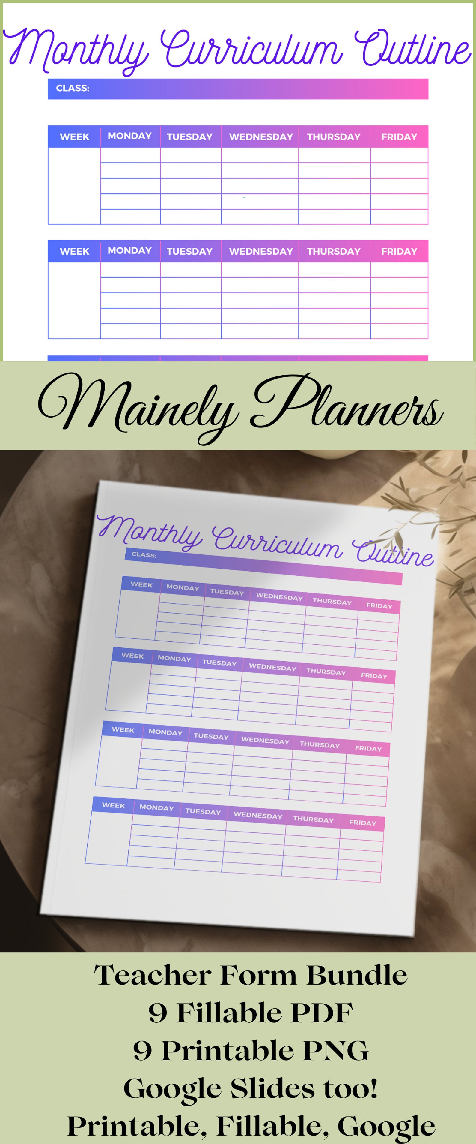 Teacher Form Bundle for Classroom Organization W/ Daily Weekly Monthly ...