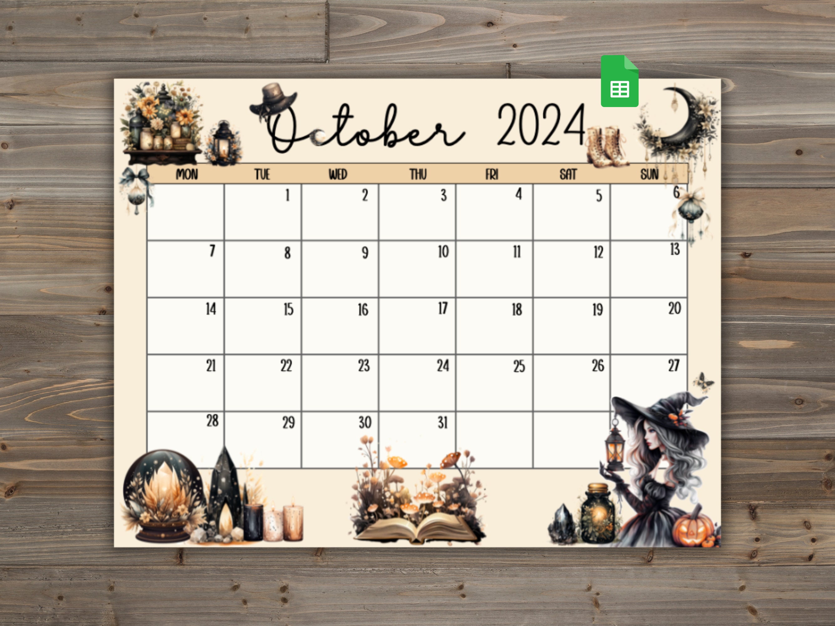 EDITABLE October 2024 Calendar Printable Wall Halloween Decor for ...