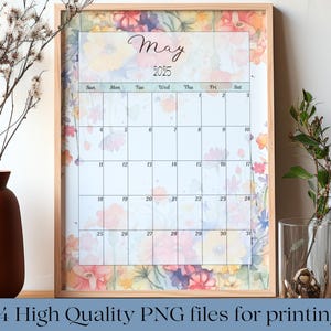 2025 Watercolor Floral Monthly Calendar Bundle | Sunday & Monday Starts ...