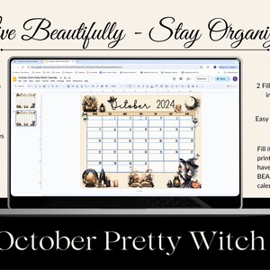 EDITABLE October 2024 Calendar Printable Wall Halloween Decor for ...