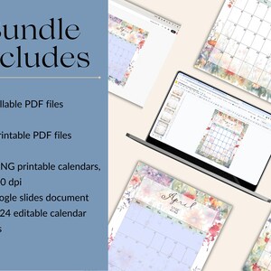 2025 Watercolor Floral Monthly Calendar Bundle | Sunday & Monday Starts ...