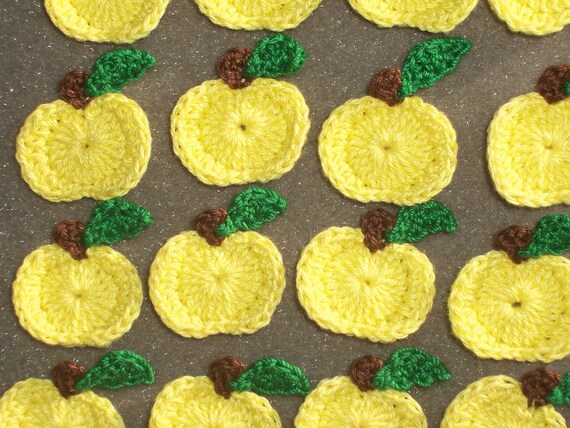 16 Thread Crochet Applique Yellow Apples 2747 | Etsy