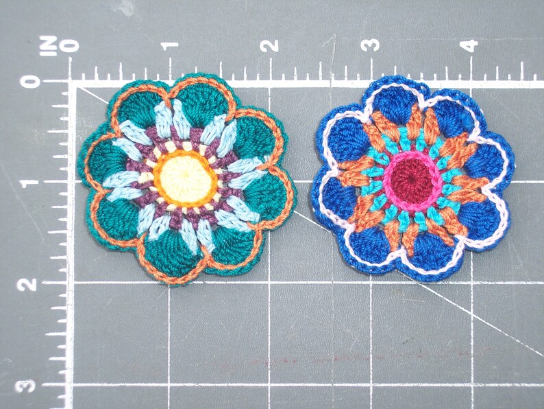 6 handmade cotton thread crochet applique flowers 2803 | Etsy