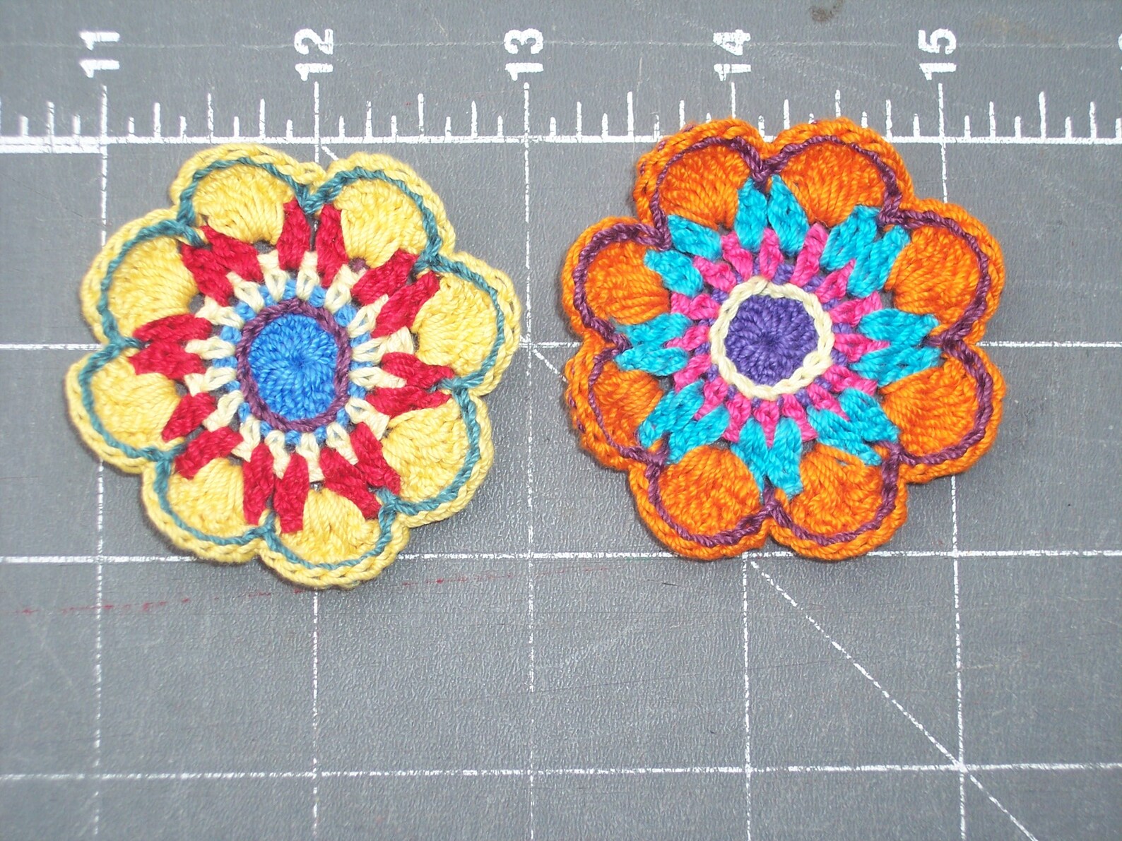 6 handmade cotton thread crochet applique flowers 2803 | Etsy